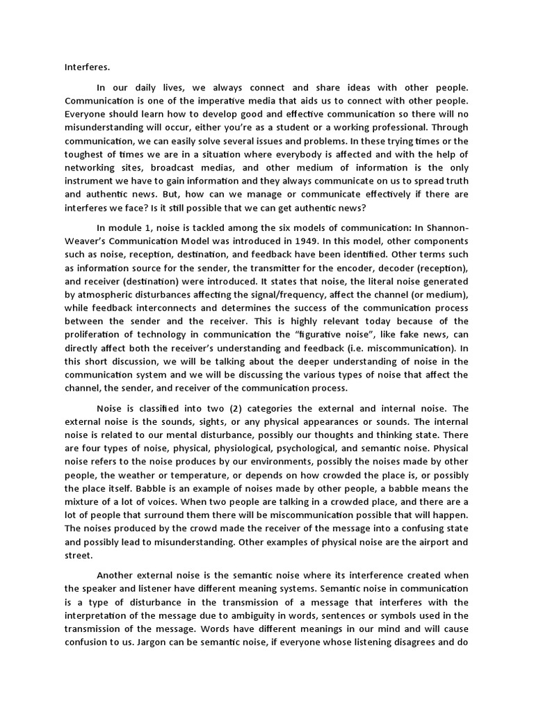 Understanding Noise in Communication | PDF | Communication | Psychology