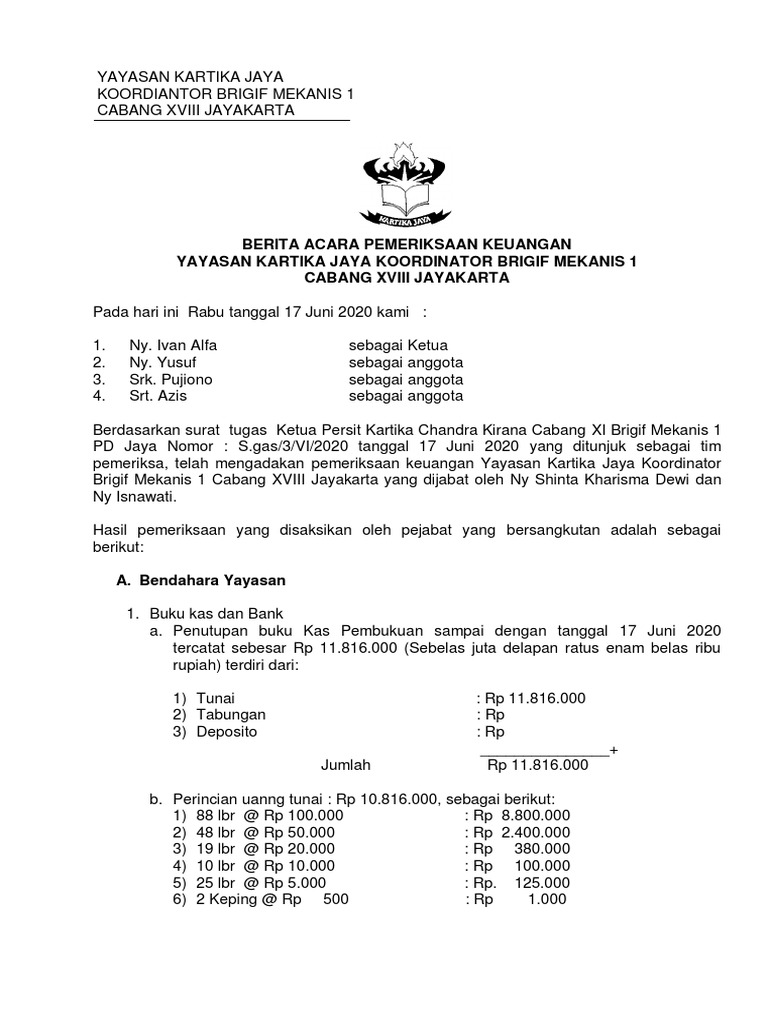 BAPK YAYASAN 2020 Isi | PDF | Bisnis | Pengelolaan Keuangan & Uang