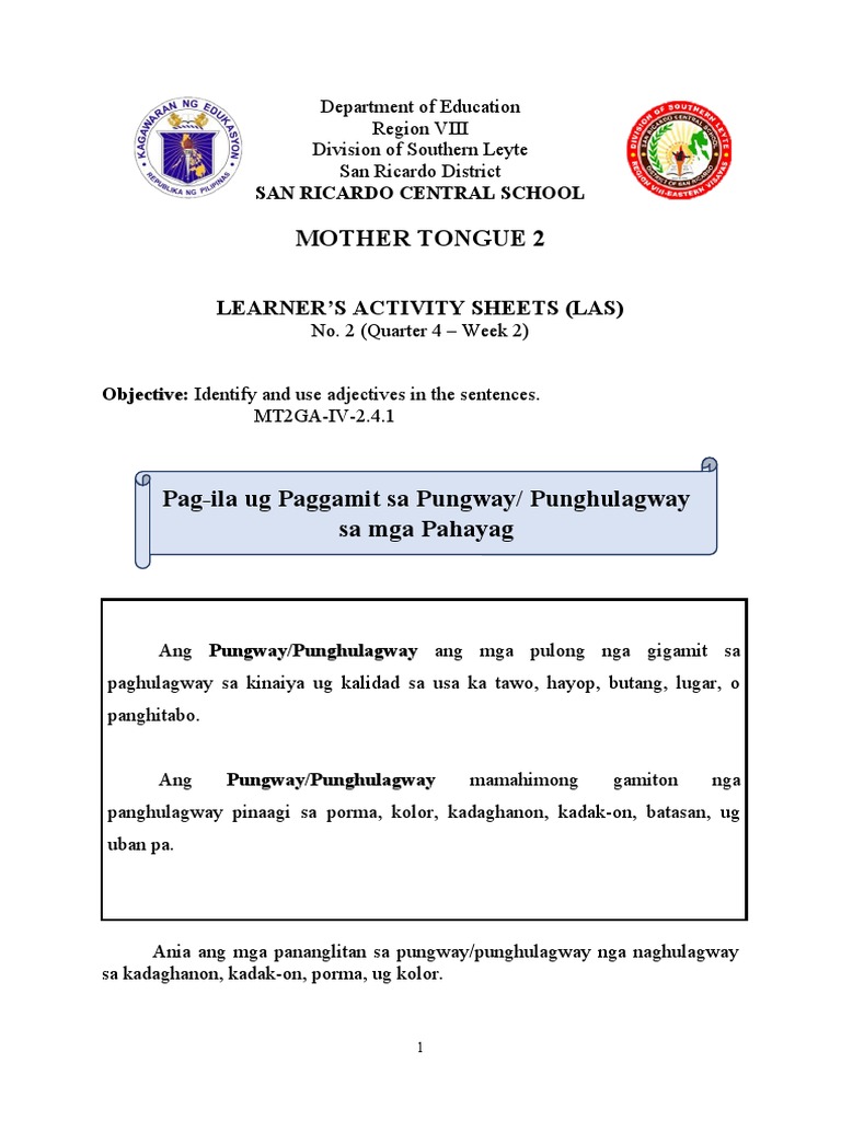 LAS MTB 2 Q4 - Module 2 Pungway 1 | PDF