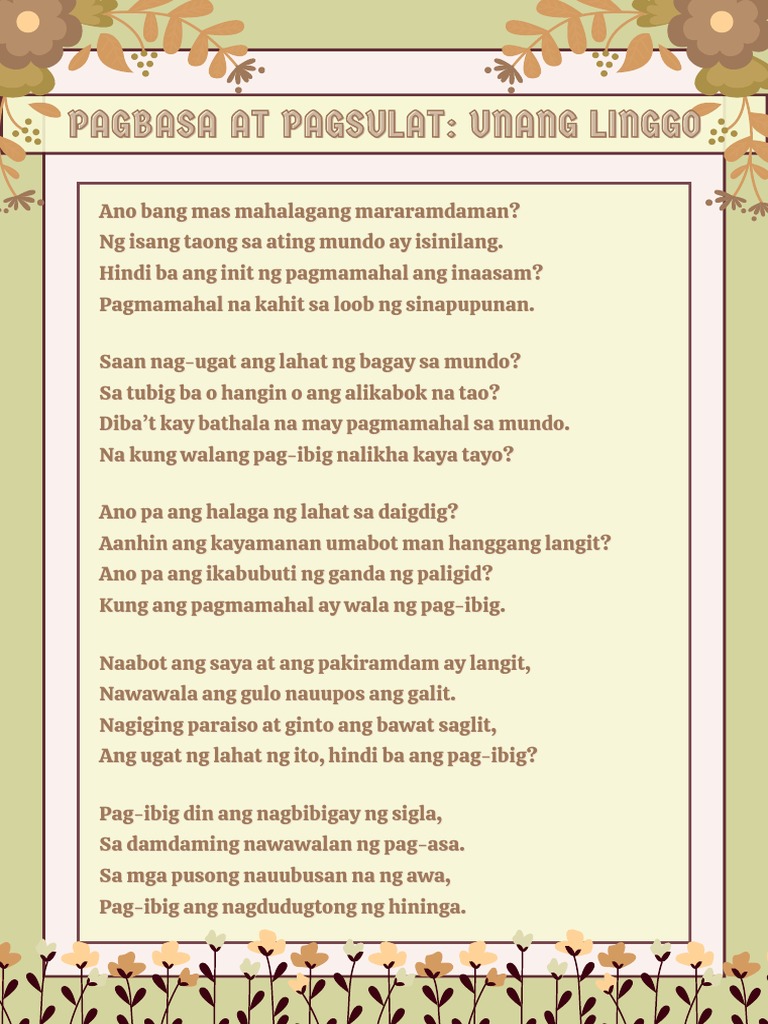 Pagbasa at Pagsulat Week 1 | PDF