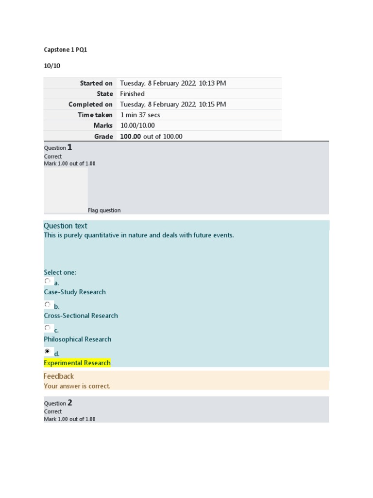 Capstone 1 Q1 | PDF | Quantitative Research | Case Study