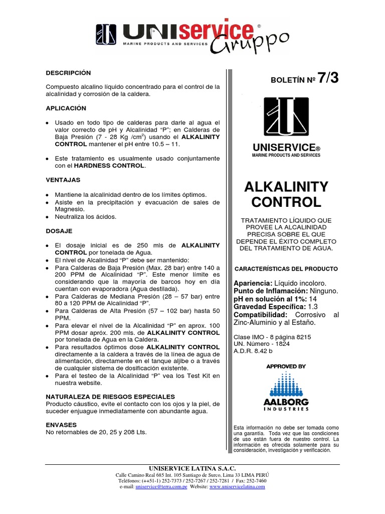 7 3 Alkalinity Control FT | PDF | Agua | Corrosión