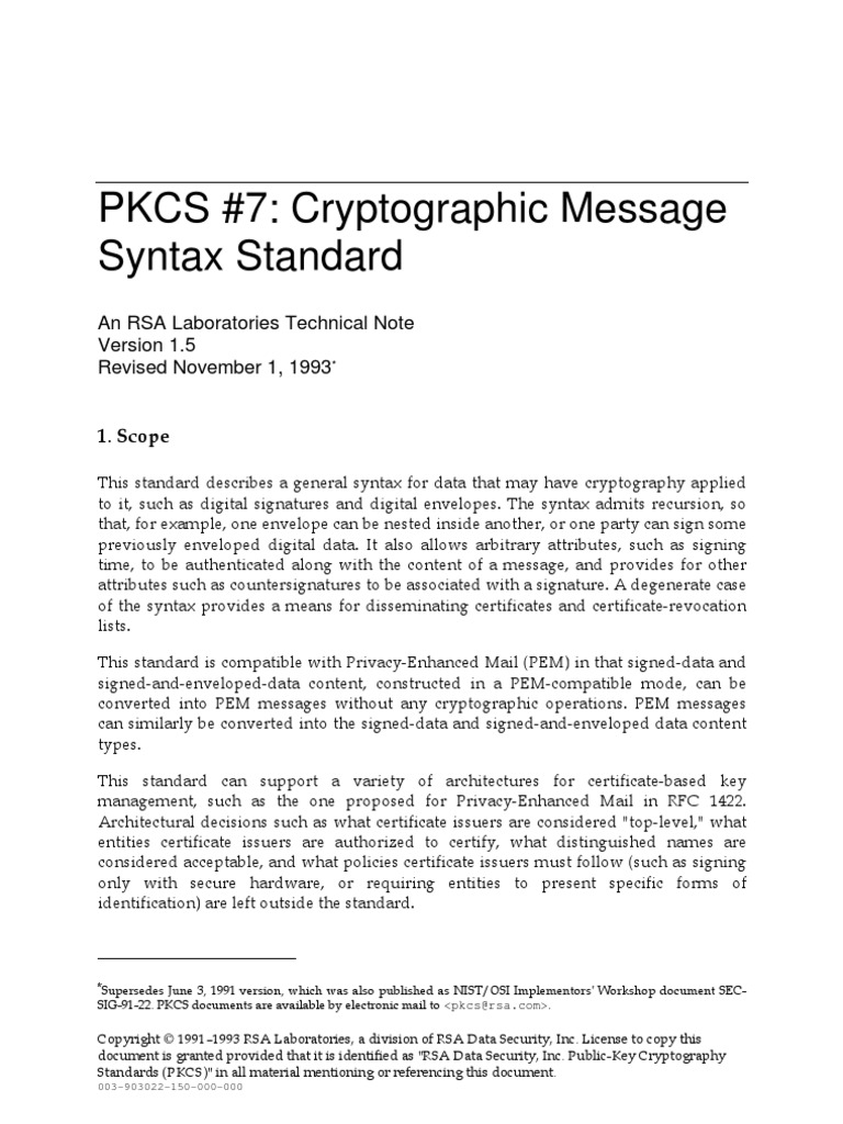 Pkcs 7 | PDF | Key (Cryptography) | Public Key Cryptography