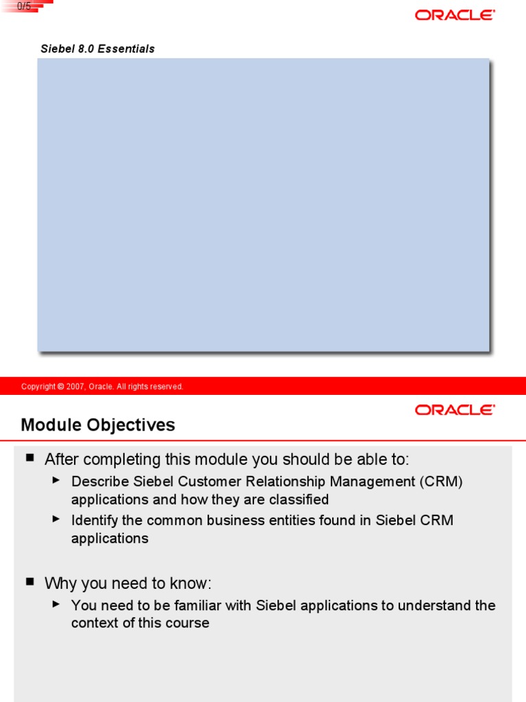 Module 1: Introducing Siebel Applications | PDF | Application Software | Oracle Database