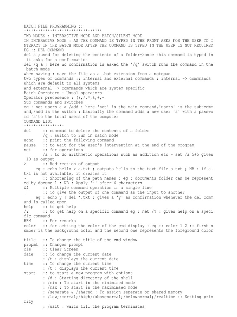 Batch File Programming | PDF | File Transfer Protocol | Computer File