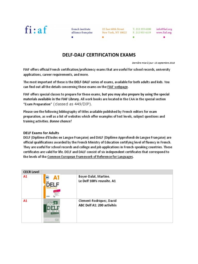 DELF DALF Certification Exams | PDF | Language Education | Educational ...