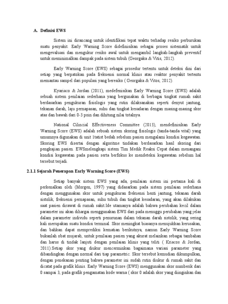 Panduan Sistem Early Warning Score (EWS) | PDF