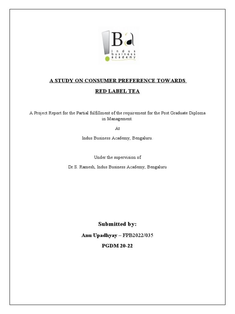 Consumer Preferences for Red Label Tea | PDF | Brand | P Value