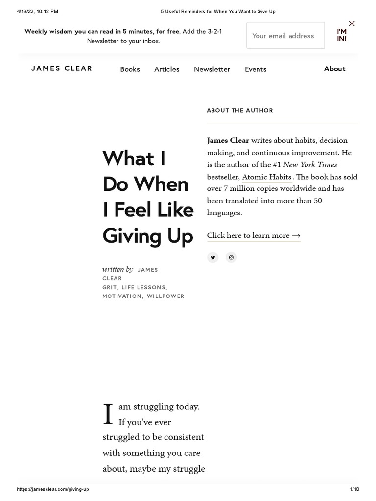 5 Useful Reminders For When You Want To Give Up | PDF