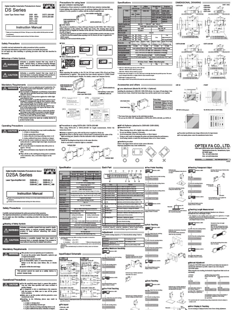 DS Series: Instruction Manual | PDF | Laser | Light