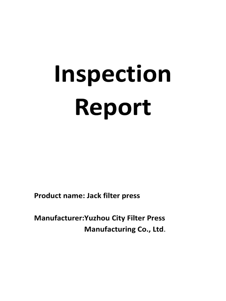 Press Filter Inspection Report | PDF | Building Engineering ...