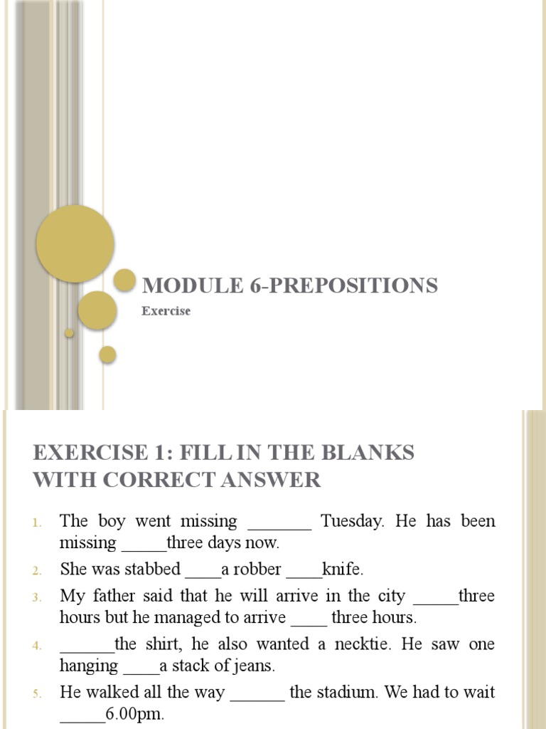 Module 6. Prepositions | PDF