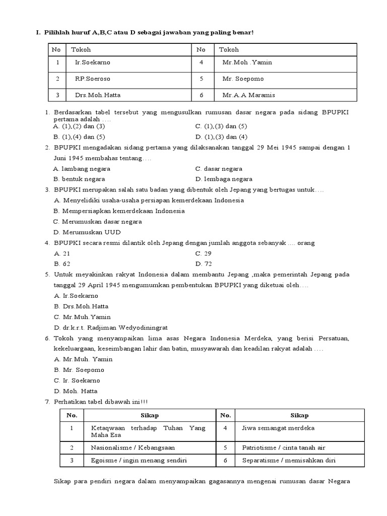 08 Soal PKN 7 - 2018 - 2019 | PDF