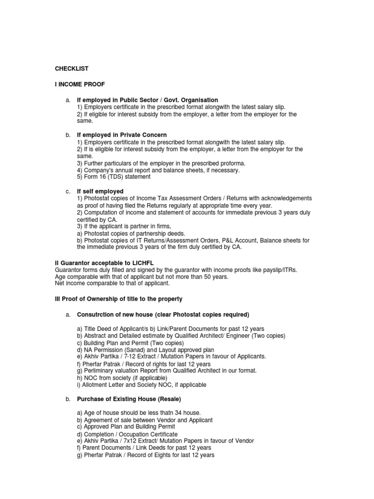 Document Checklist | PDF | Receipt | Deed
