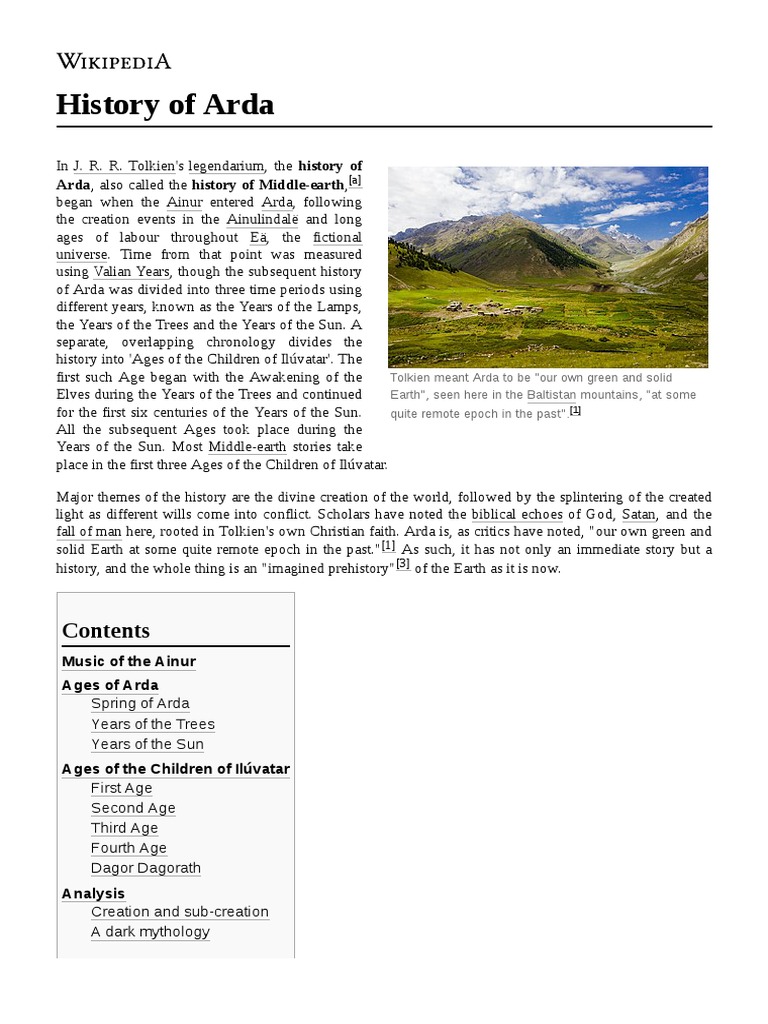 History of Arda (Wikipedia) | Download Free PDF | Middle Earth | Fantasy