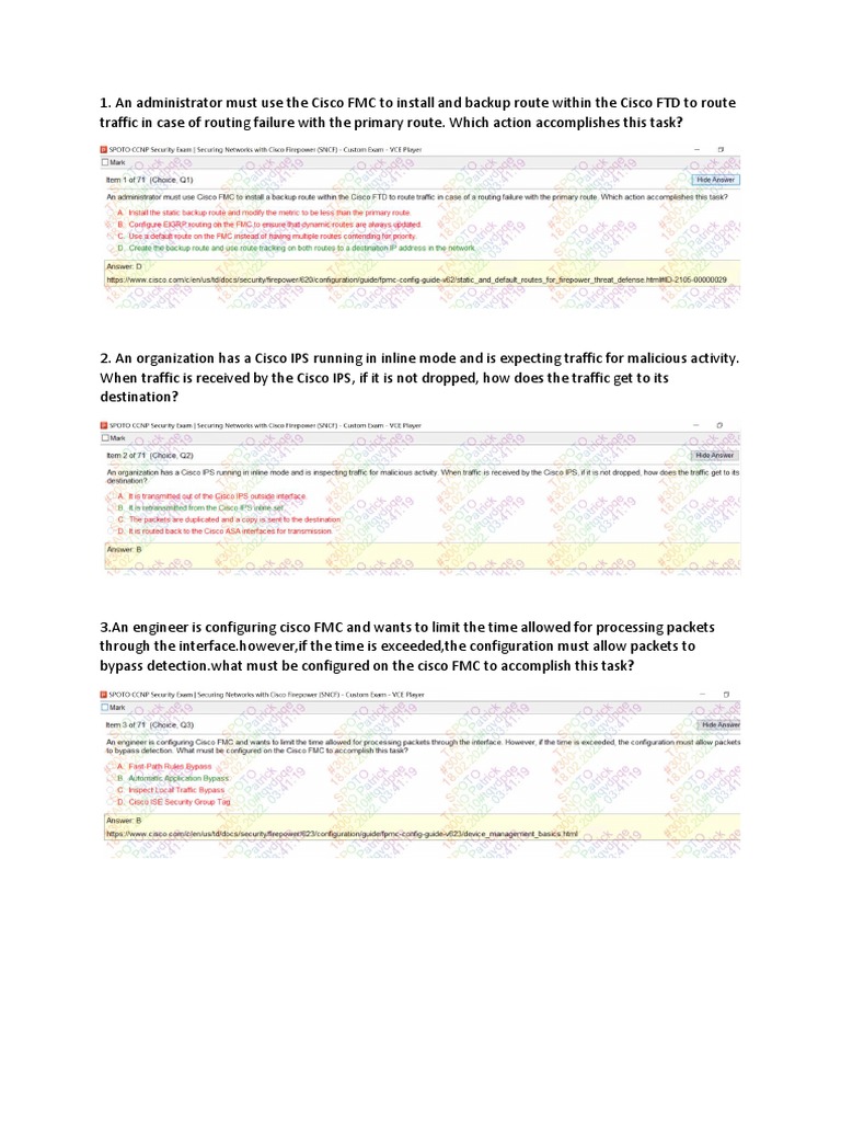Cisco CCNP Security Exam Questions SNCF-71q | PDF | Computer Network ...