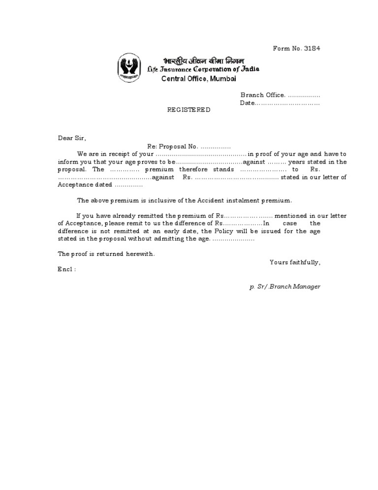 Insurance Proposal Age Verification | PDF | Business | Finance & Money ...