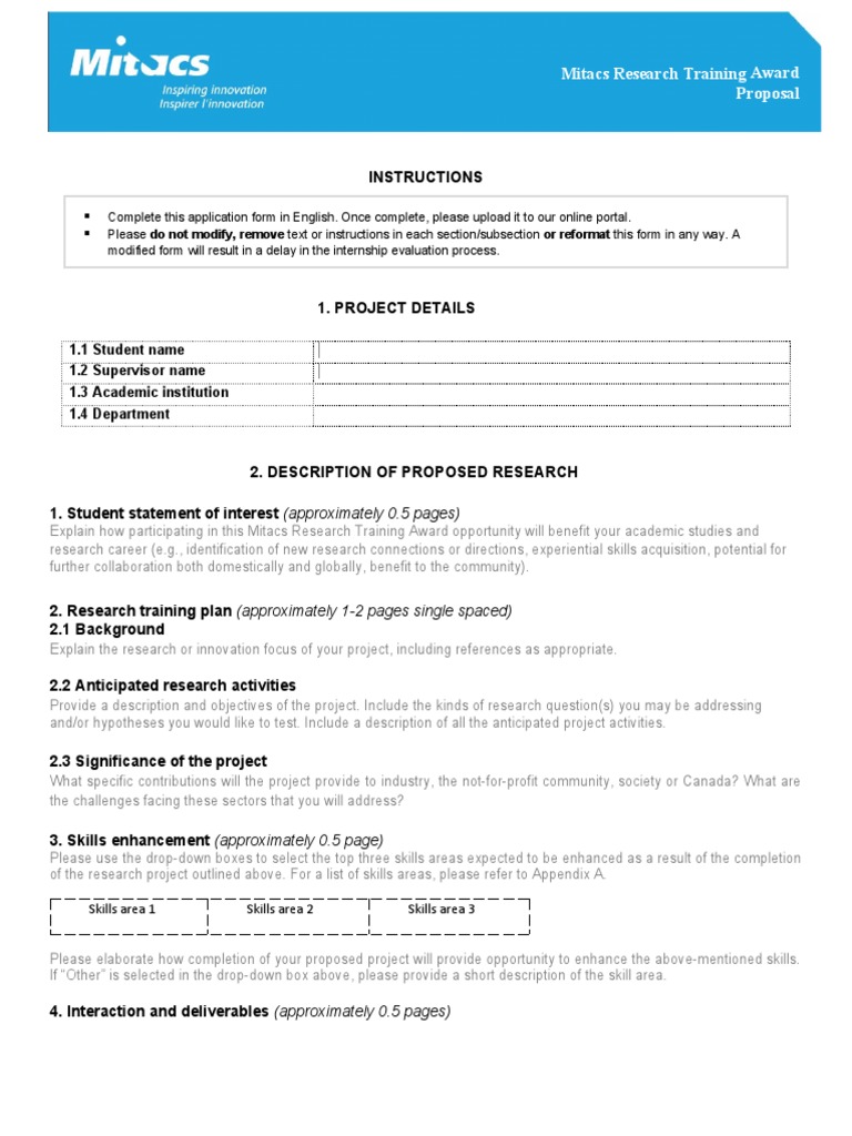 Mitacs Research Training Award Form | PDF | Cognition | Communication