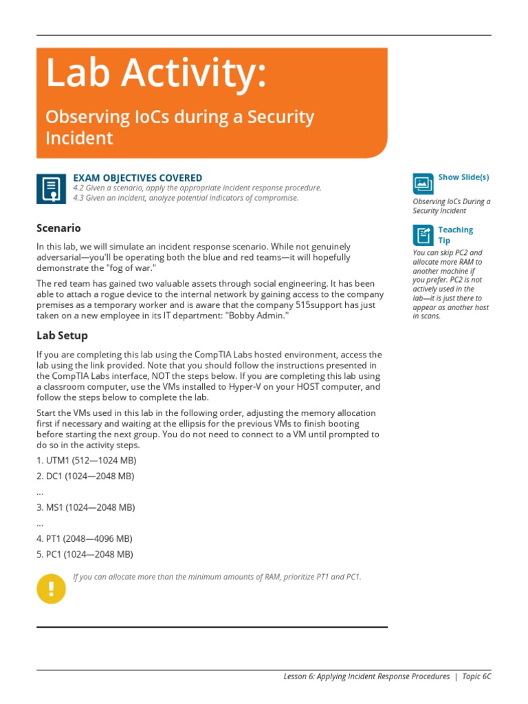 Practice Lab 10 Observing IoCs During A Security (6C) | PDF | Information Technology | Data ...