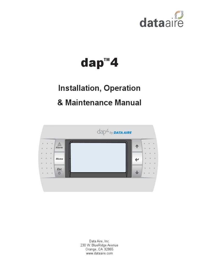Installation, Operation & Maintenance Manual: Data Aire, Inc. 230 W. Blueridge Avenue Orange, Ca ...