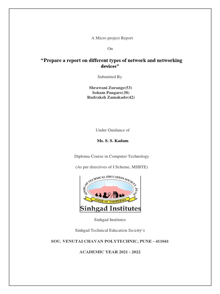 Prepare A Report On Different Types of Network and Networking Devices ...