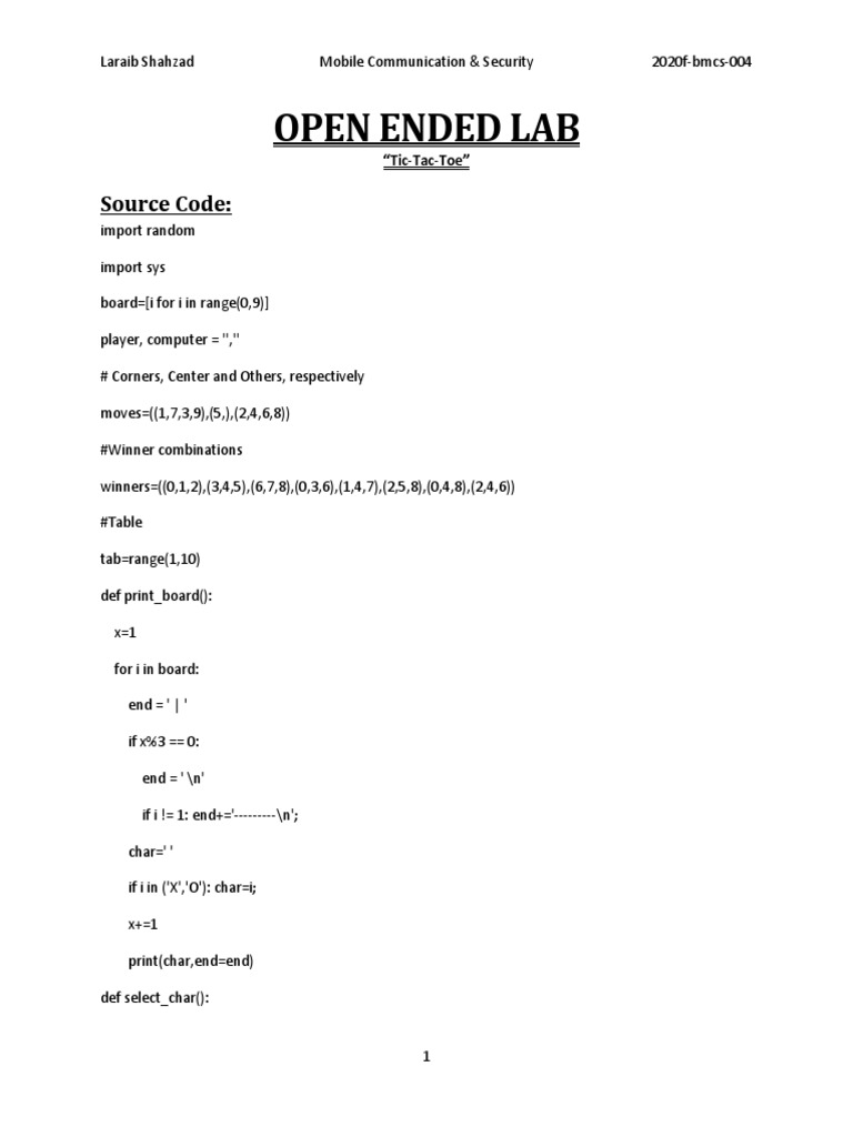 Open Ended Lab Pdf Computing Computer Programming 8142