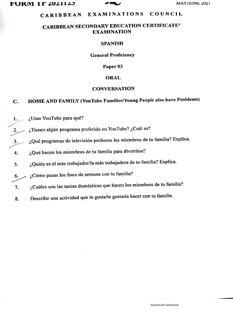 CSEC Spanish June 2021 P3 | PDF