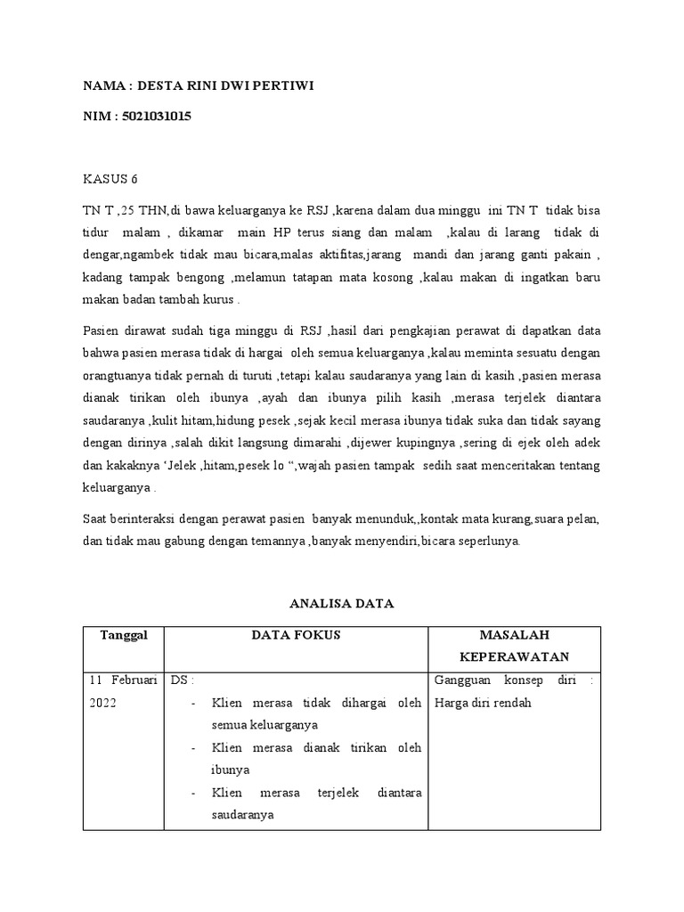 Analisa Data, Implementasi, Intervensi HDR - Destarini | PDF