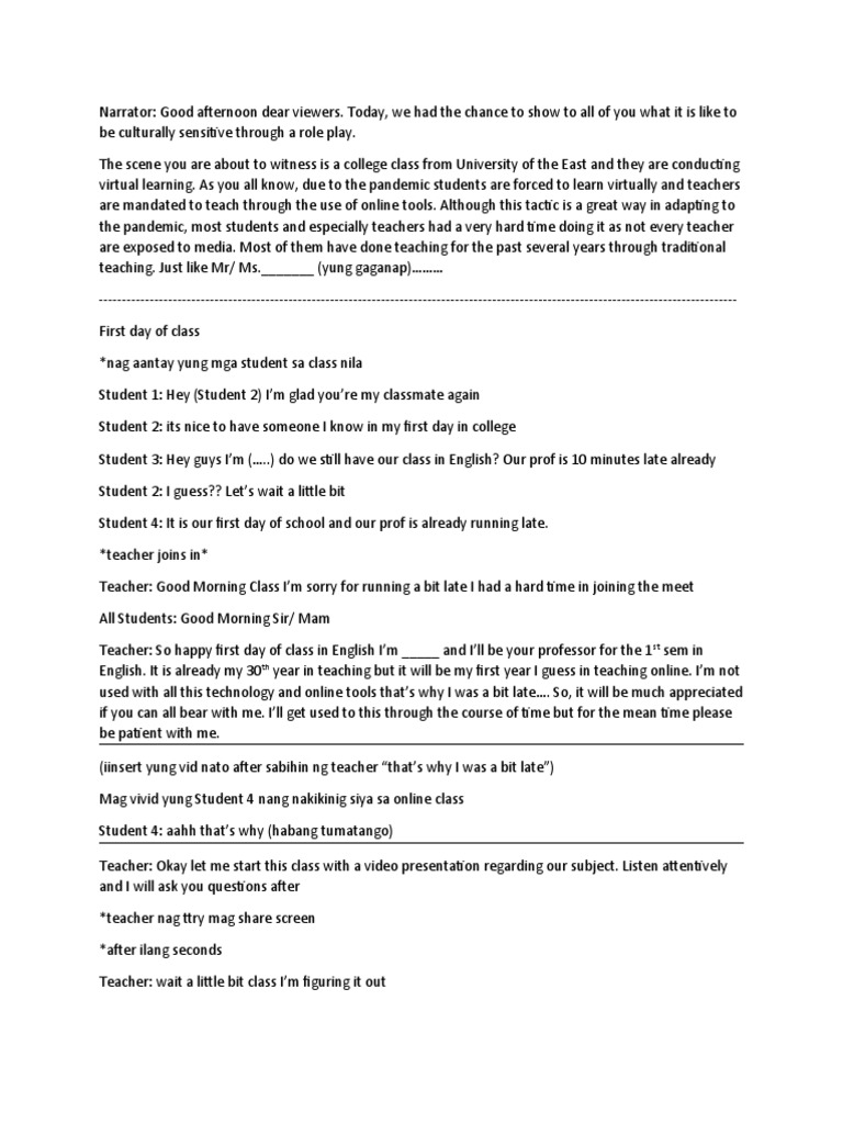 Script Role Play | PDF | Cognition | Communication