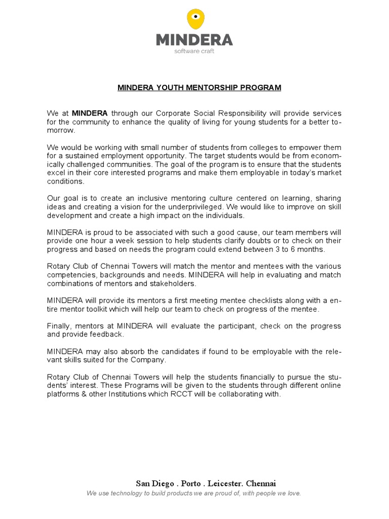 Mindera Youth Mentorship Program: San Diego - Porto - Leicester ...