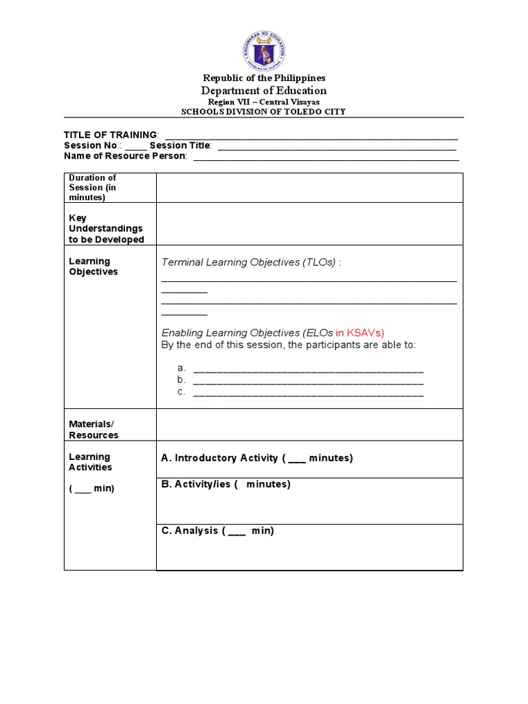Training Session Plan Template | PDF