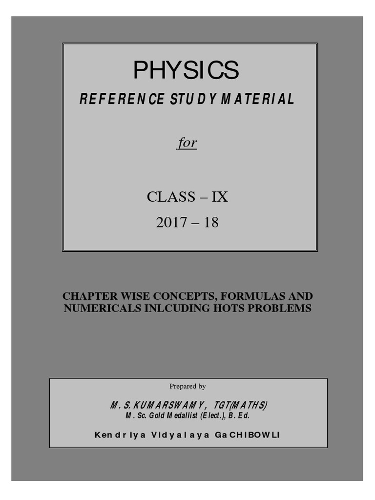 Physics Class Ix For 2017 18 | PDF | Acceleration | Velocity