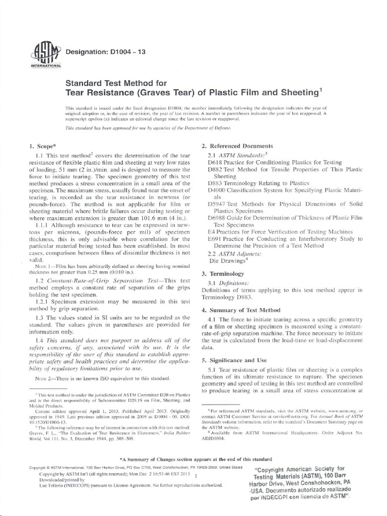 ASTM D1004-13 (Rasgado) | PDF