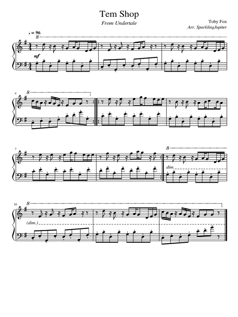 Tem Shop from Undertale Sheet Music | PDF