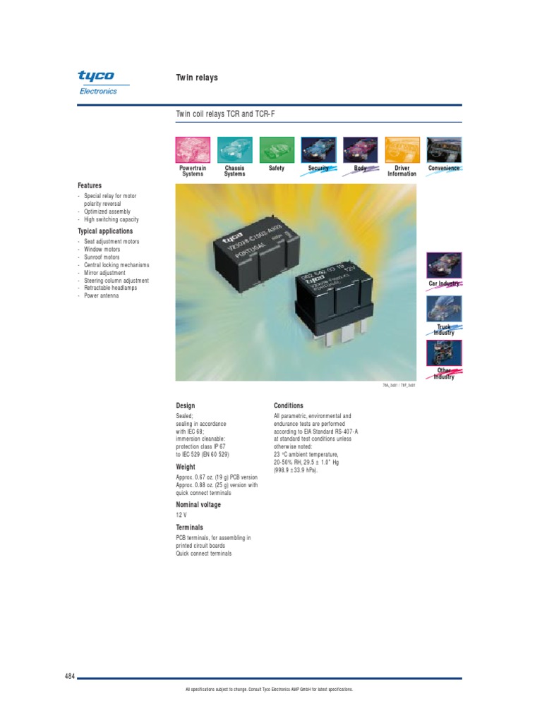 Twin Coil Relays TCR and TCR-F | PDF | Relay | Printed Circuit Board