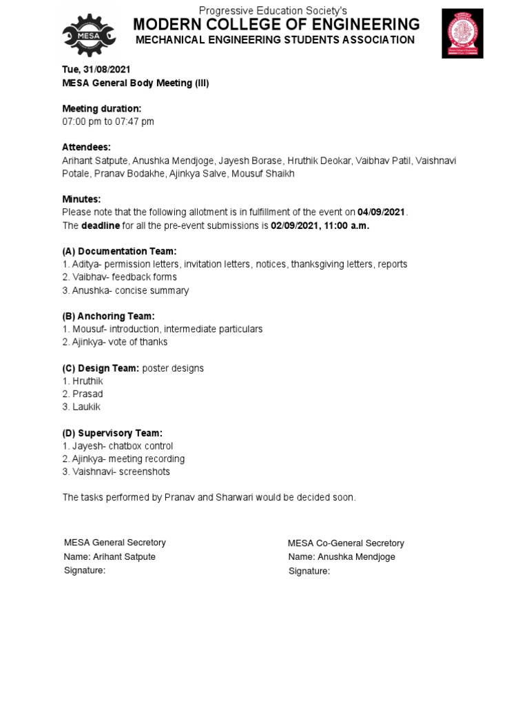 Modern College of Engineering: Mechanical Engineering Students ...