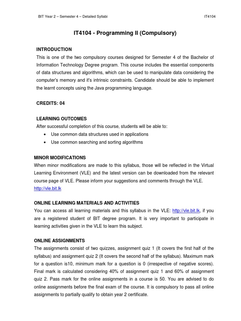 IT4104 Syllabus | PDF