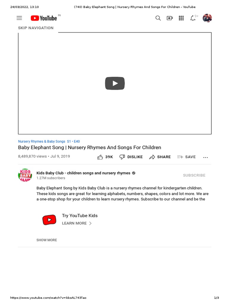 Baby Elephant Song - Nursery Rhymes and Songs For Children - YouTube ...