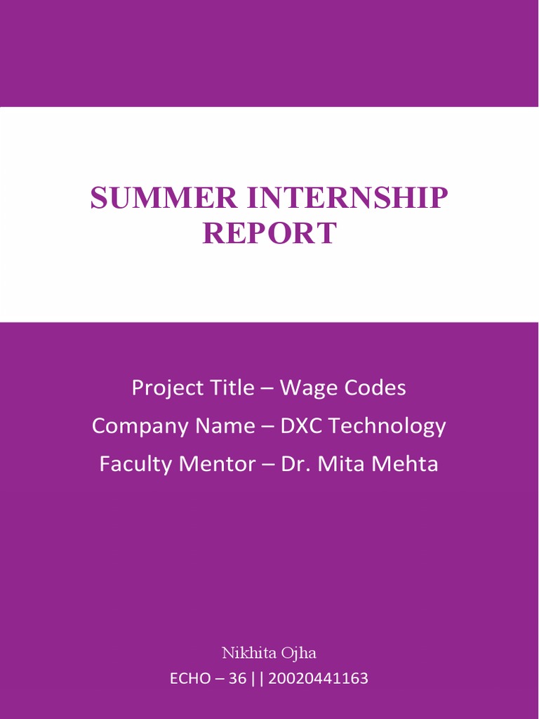 Summer Internship: Project Title - Wage Codes Company Name - DXC ...