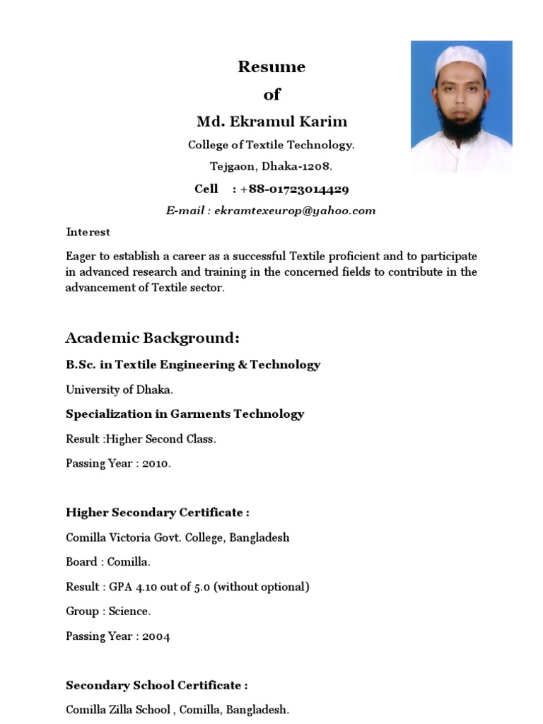 CV 3 | PDF | Textile Manufacturing | Textiles