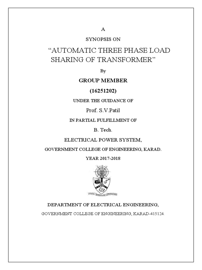 Automatic Three Phase Load Sharing of Transformer | PDF | Transformer ...