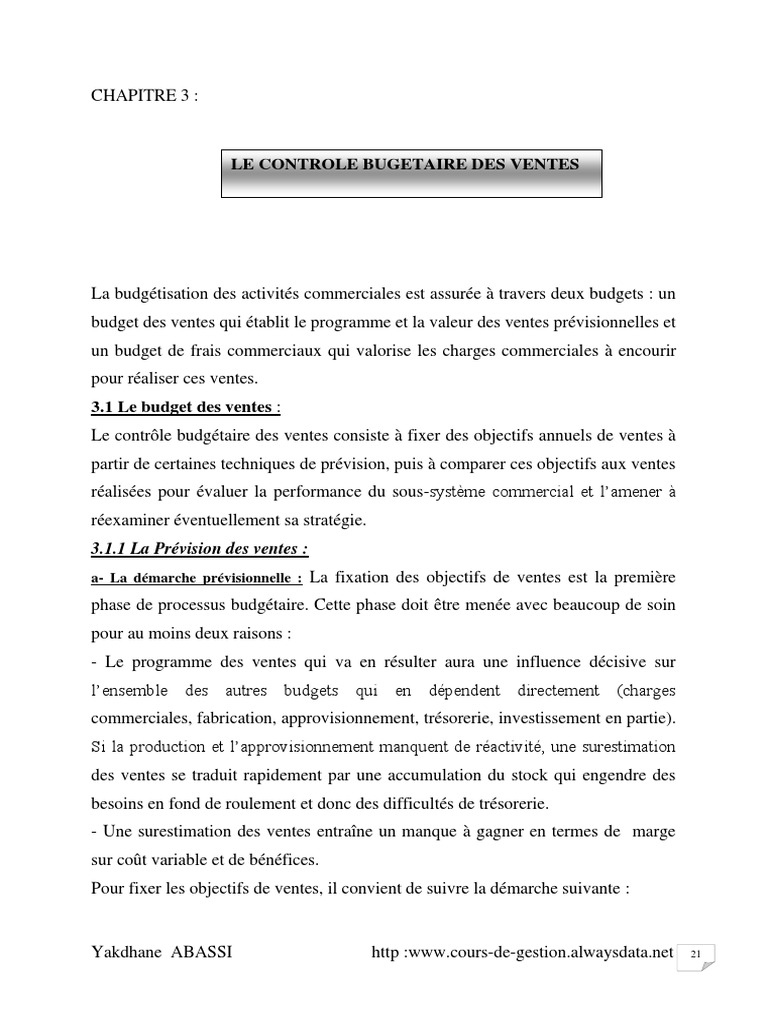 Budget des Ventes et Prévisions | PDF | Budget | Sodles
