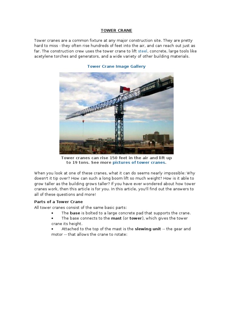 Tower Crane All | Unduh gratis PDF | Crane (Machine) | Elevator