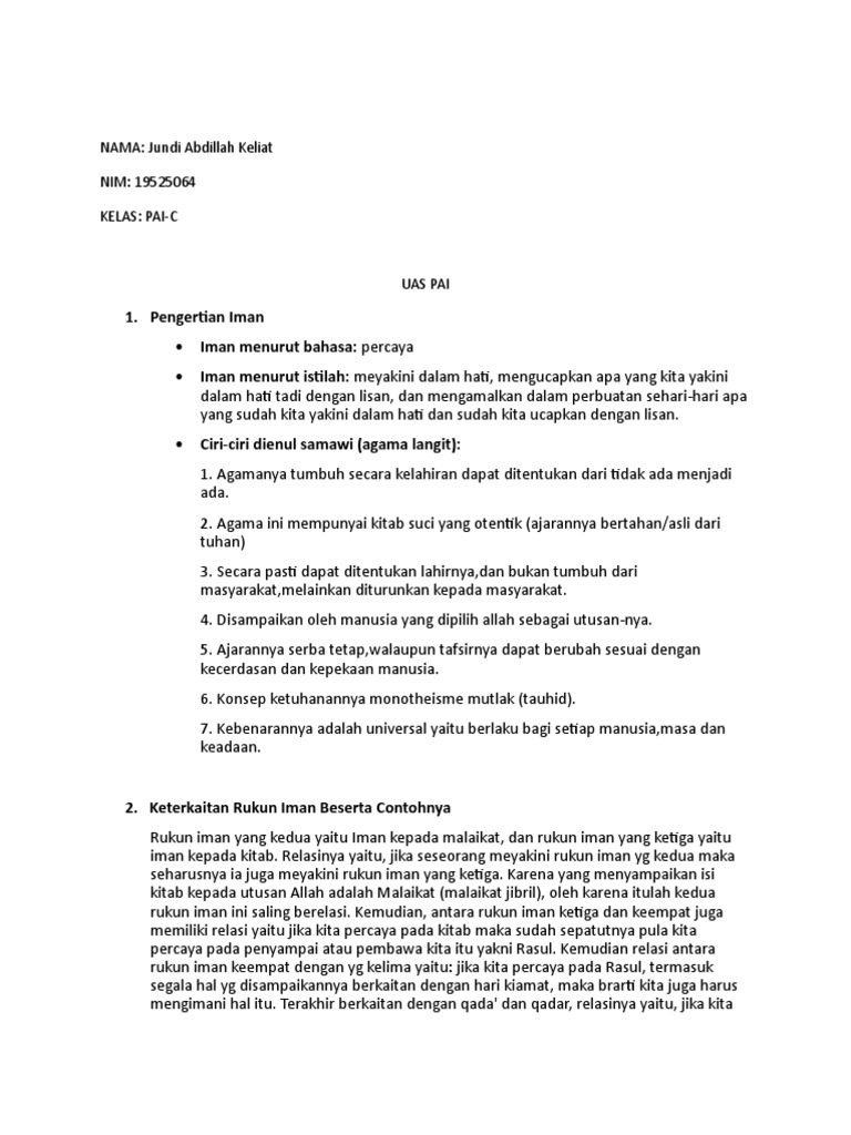 Jundi Abdillah Keliat-19525064-UAS PAI | PDF | Filsafat
