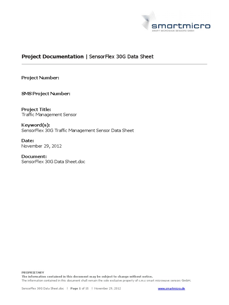 Project Documentation - Sensorflex 30G Data Sheet | PDF | Electrical ...