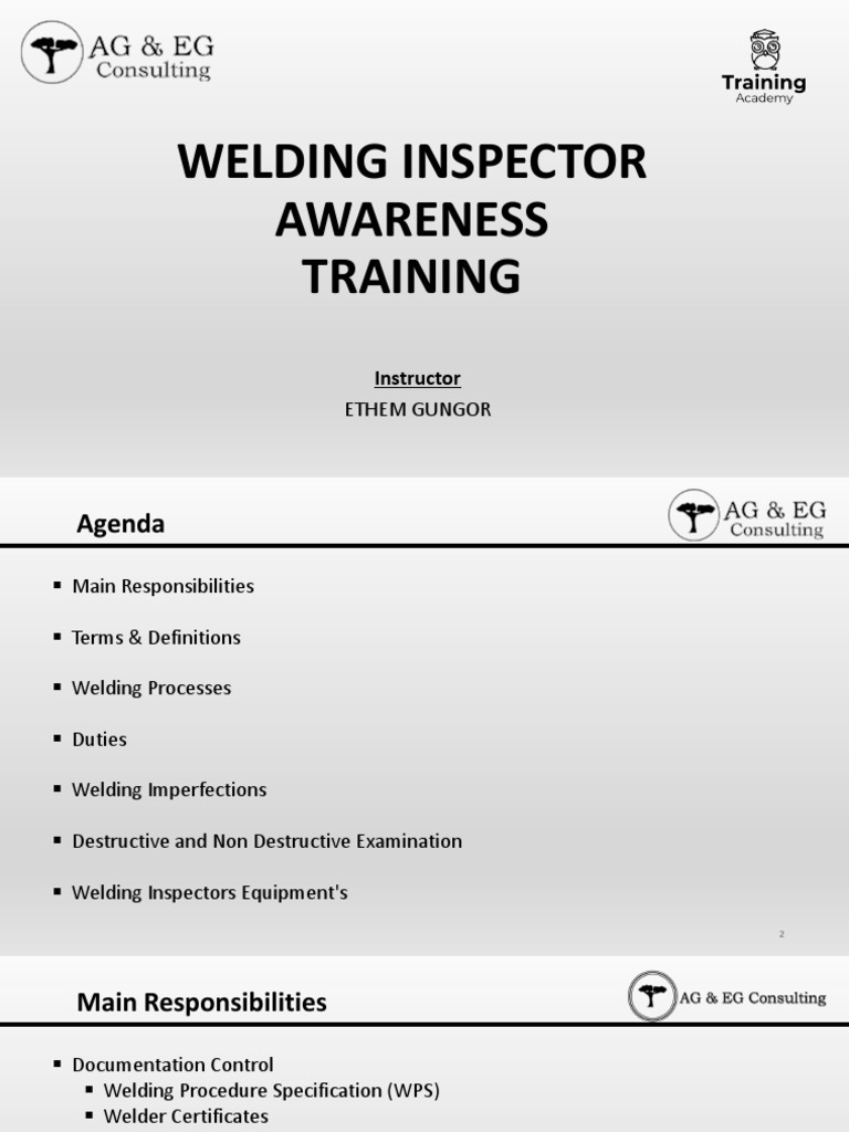 WELDING INSPECTOR AWARENESS TRAINING ENG Rev00 31.12.2019 | PDF ...