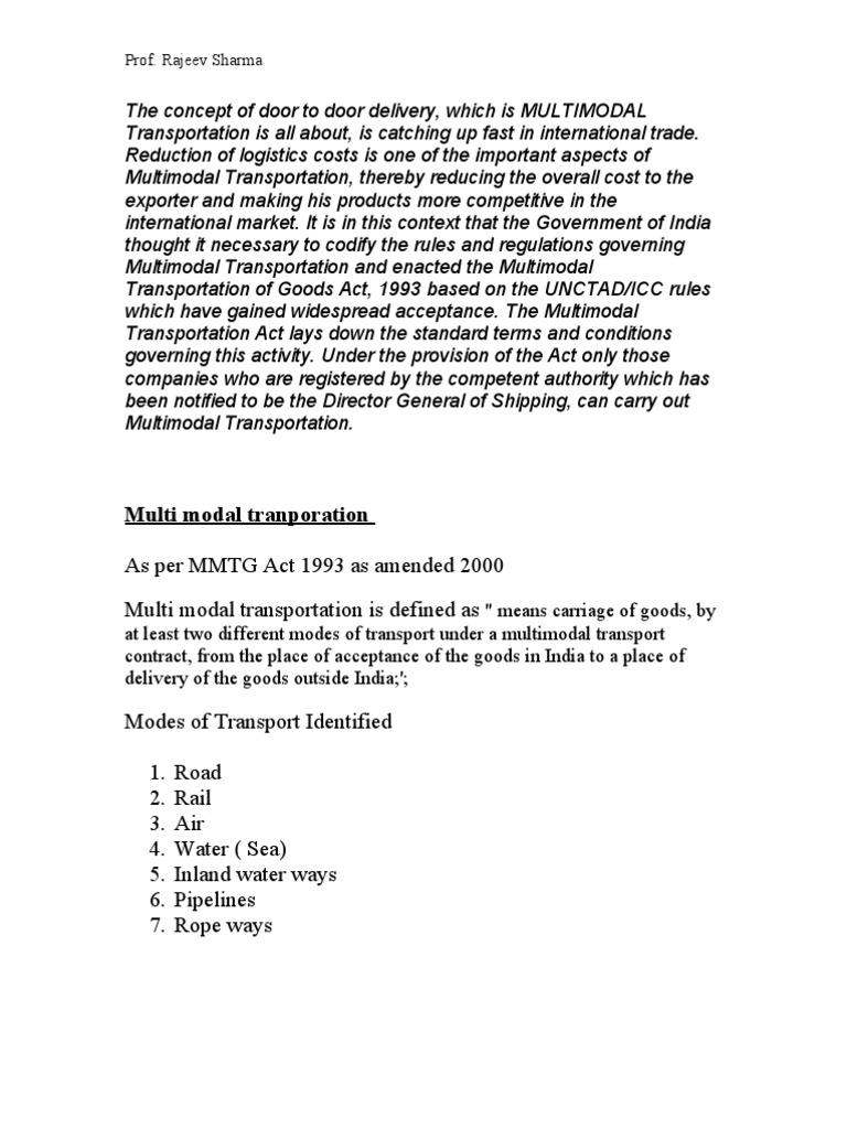 MTD N MTO | PDF | Cargo | Transport