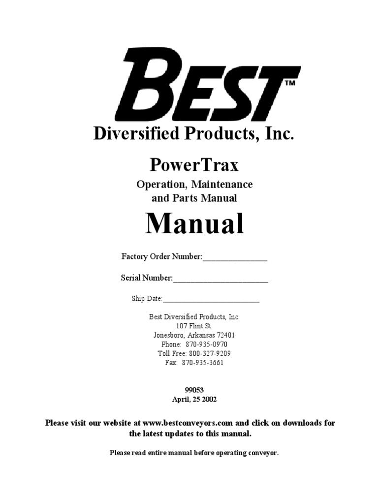 Manual: Diversified Products, Inc. Powertrax | PDF | Electric Motor | Screw