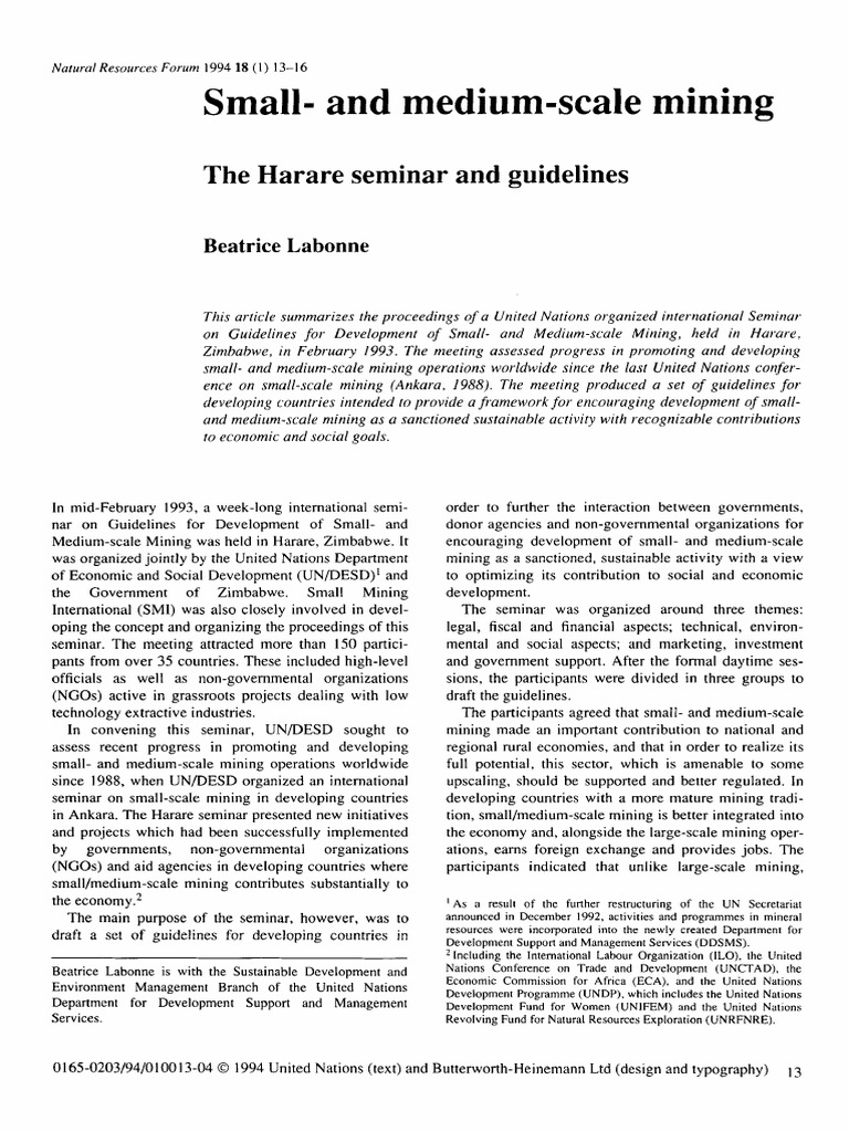 Guidelines for Small-Scale Mining Development | PDF | Mining ...