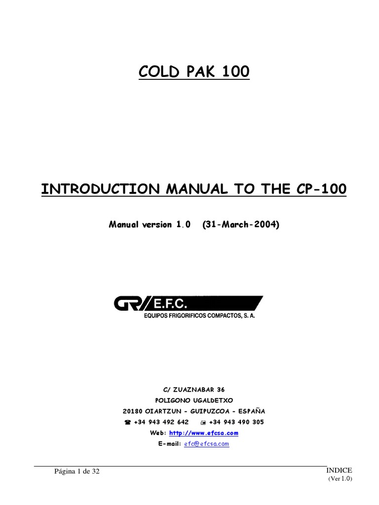 Cold Pak 100: Introduction Manual To The Cp-100 | PDF | Menu (Computing ...